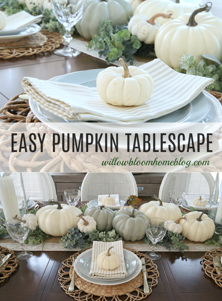 Easy pumpkin tablescape for fall - Willow Bloom Home