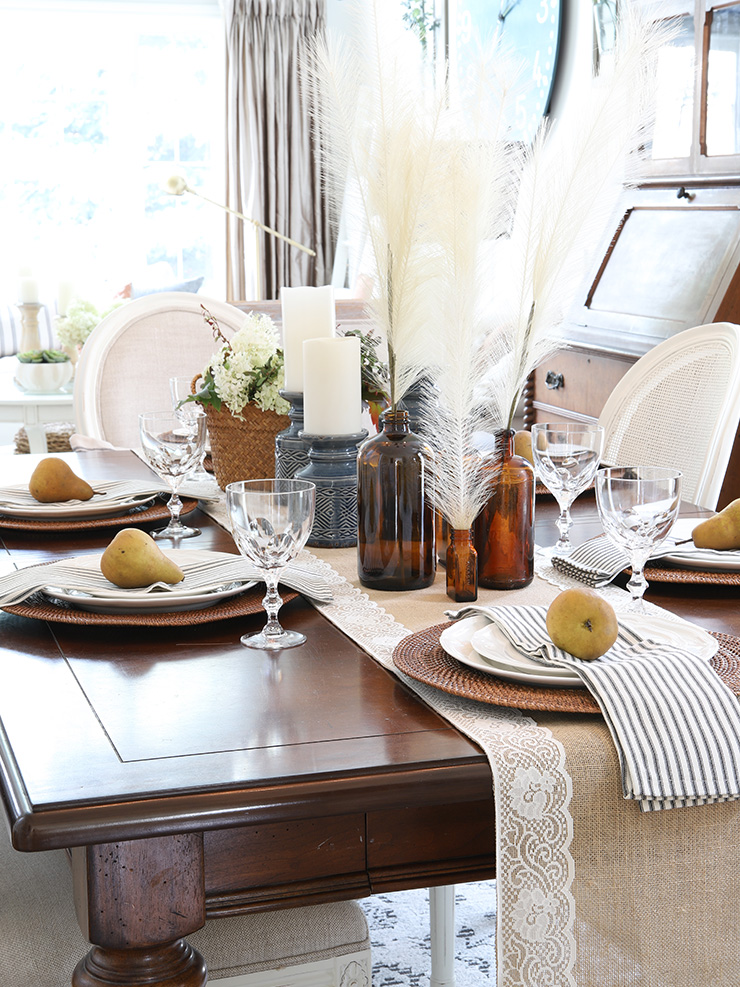Upcycled Vintage-Look Amber Bottle Table Décor - Willow Bloom Home