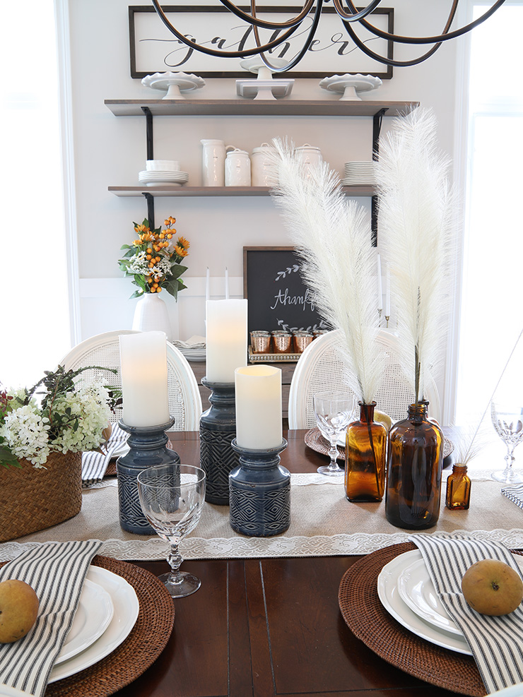 Upcycled Vintage-Look Amber Bottle Table Décor - Willow Bloom Home